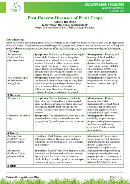 Postharvest diseases of fruit crops. pdf | PDF