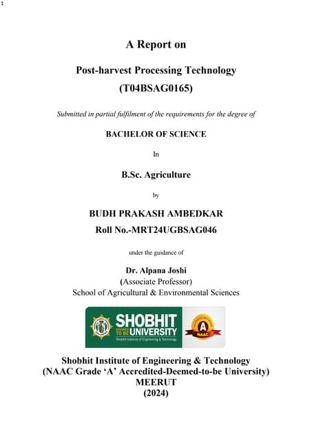 What is post harvest technology | PDF | Agriculture | Industries