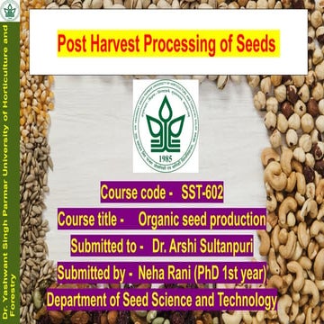 SEED PROCESSING PLANT | PPT