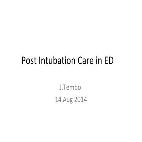 Post-Intubation Management | PPT