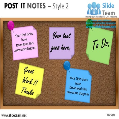 Post it notes design 2 powerpoint presentation slides. | PPT