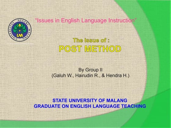 Reconceptualizing ELT from the postmethod pedagogy | PPT