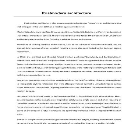 Post modern architects | DOCX