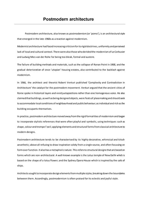 Architecture of modern city | PPT