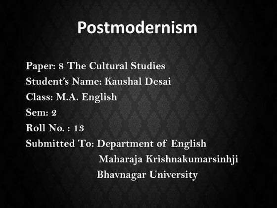 Postmodernism | PPT