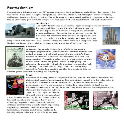Explanation of postmodernism updated 1 3 | PPT