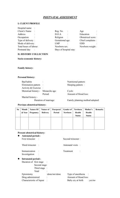 Postnatal Examination | Postnatal Assessment | PPTX