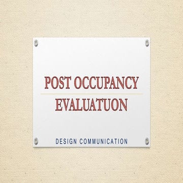 Post Occupancy Evaluation Pptx