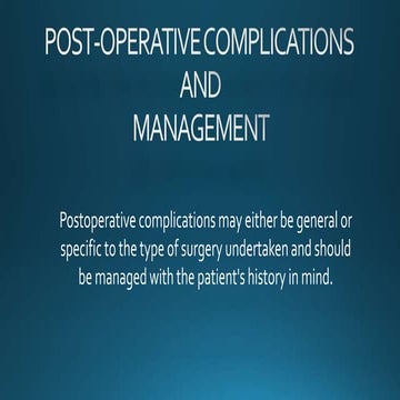Postoperative complications | PPTX | Surgery | Medical Health