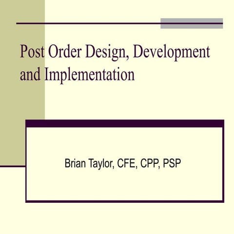 Post Order Design And Development | PPT