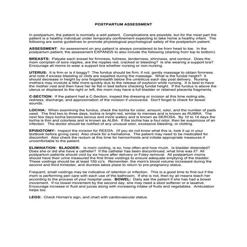 Postnatal Examination | Postnatal Assessment | PPTX
