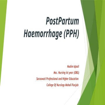 Postpartum haemorrhage Introduction classifications cause management | PPTX