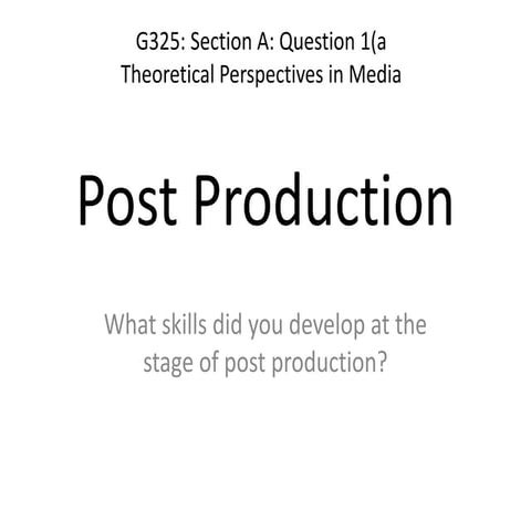 Post Production AS | PPT