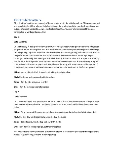 Production schedule | DOCX