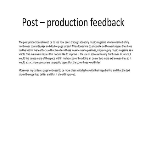 Post – production feedback | PPTX