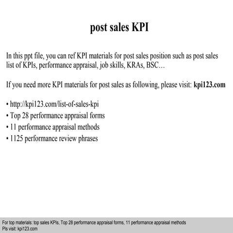 Post sales kpi | PPT