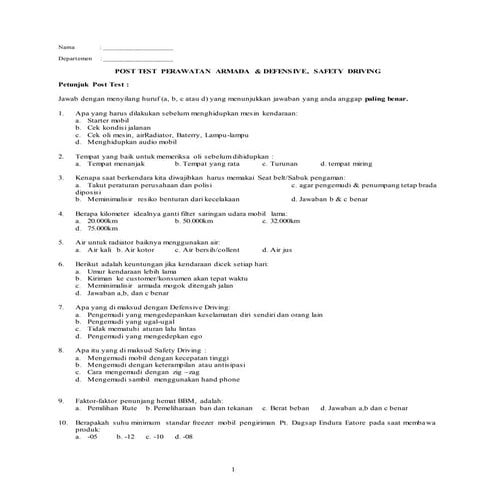 Post test training internal driver | PDF