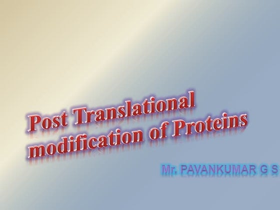 Post translation modification of protein | PPTX | Chemistry | Science