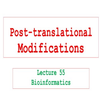 Posttranslational Modifications Bioinformatics Ppt