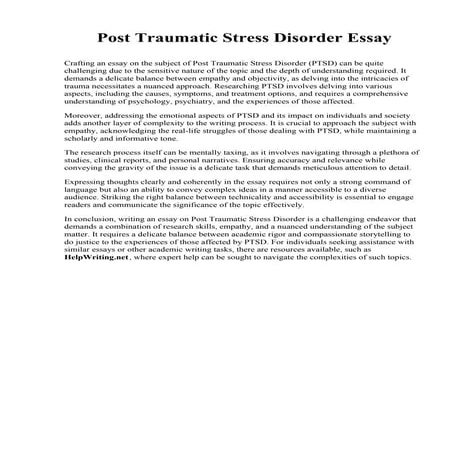 Post Traumatic Stress Disorder Essay | PDF | Mental Health | Diseases ...