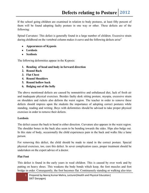 Lesson plan on good posture | DOCX | Medical Health