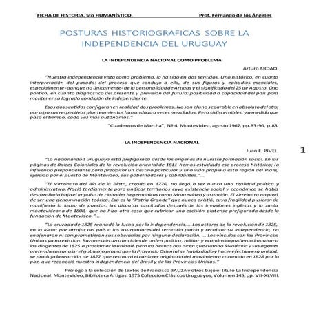 Posturas historiograficas sobre la independencia del uruguay | DOCX