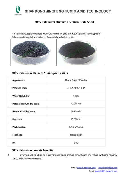 Potassium humate technical data sheet | PDF