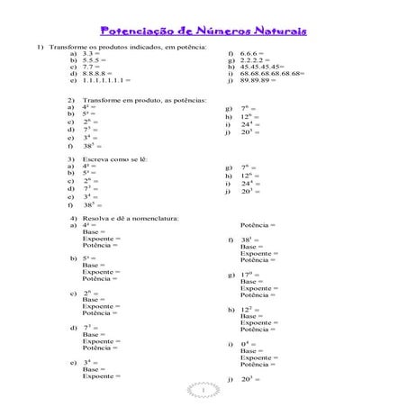 Tabela de potências | PDF