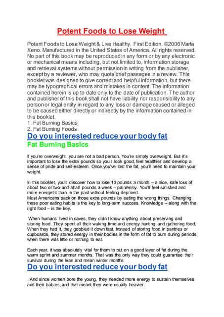 Potent Foods To Lose Weight Pdf