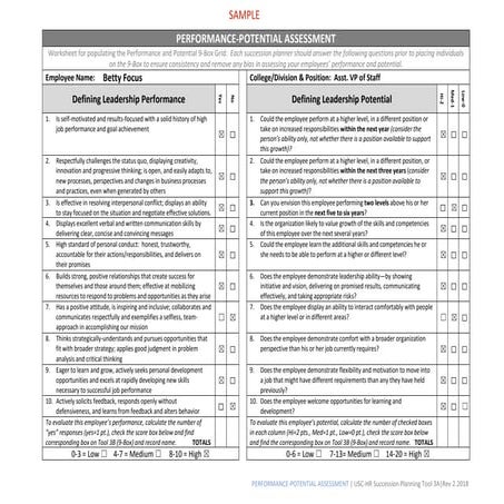 Potential assessment nine box model tool | PPT