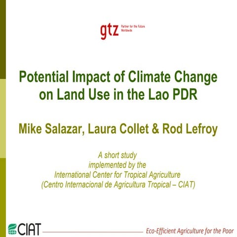 Salazar, M - Potential Impact Of Climate Change On Land Use In The Lao ...