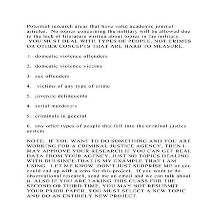 Potential research areas that have valid academic journal articles. .docx