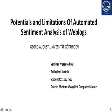 Potentials and limitations of ‘Automated Sentiment Analysis | PPTX
