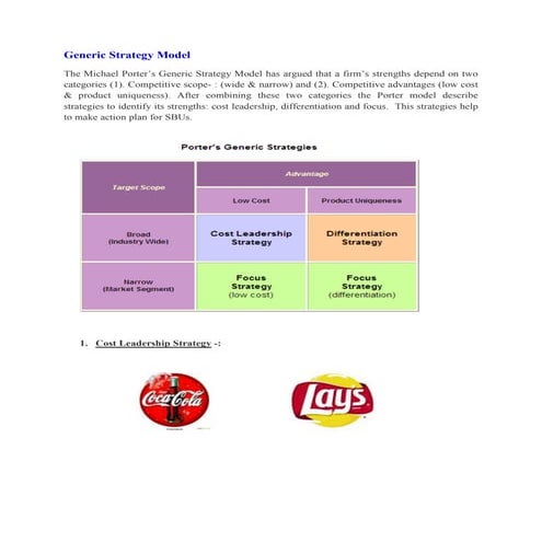 Porters Generic Business Model Porter's Generic Strategy: Explained