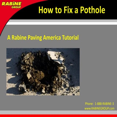 How to Fix a Pothole Tutorial | PDF