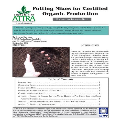 Potting Mixes for Certified Organic Production | PDF