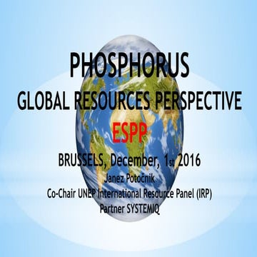 Opening: Janez Potocnik - Co-chair of the UNEP International Resource ...