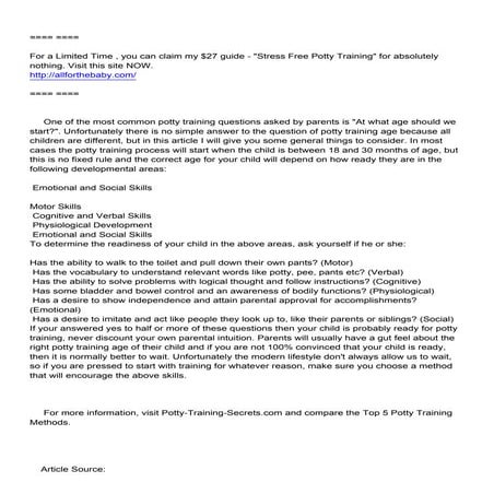 Potty Training Age - How to Decide When to Start Potty Training