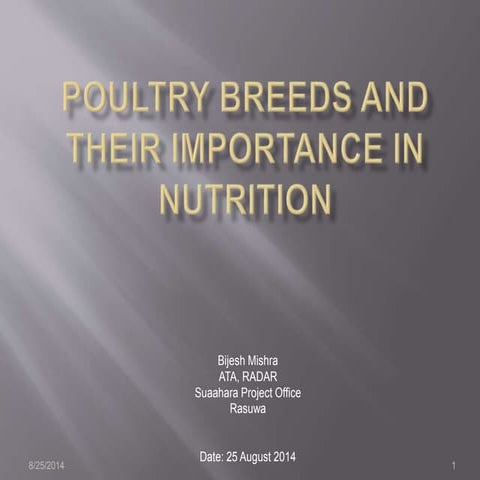 Poultry Breeds and Nutritional Value of Egg | PPSX