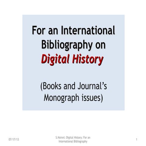 Short Biblio on Digital History | PPT