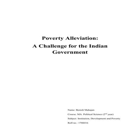 Poverty Alleviation: A Challenge for the Indian Government | PDF