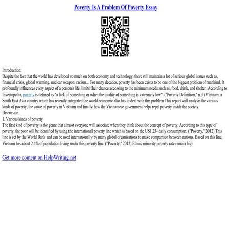Poverty Is A Problem Of Poverty Essay | PDF | Debated Sensitive Social ...