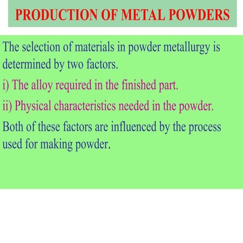 POWDER METALLURGY TECHNIQUES POWER POINT PRESENTATION | PPT