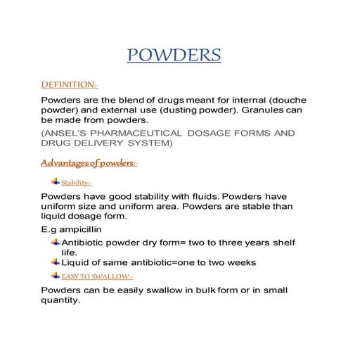 Pharmaceutical powders | PPTX