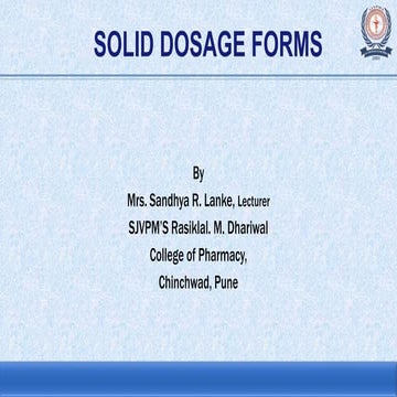 Solid dosage forms ppt | PPTX