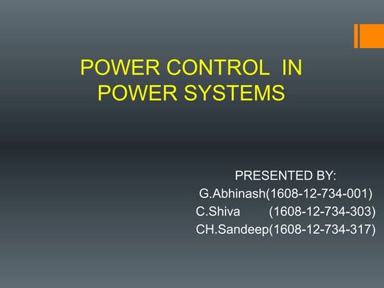 Reactive power and voltage control | PPT