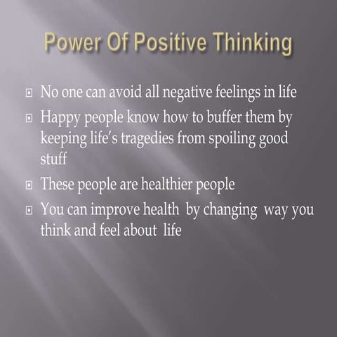 Power Of Positive Thinking | PPT
