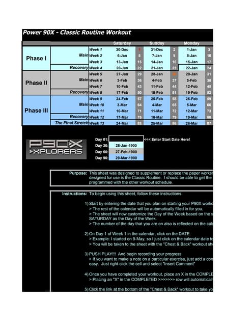 P90x Classic Schedule
