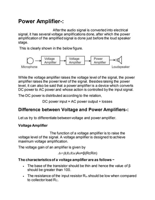 Basics of amplifier.ppt | Digital Audio | Computer Software and Applications