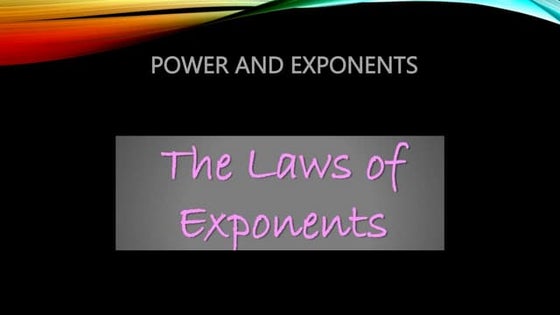 Laws Of Exponents | PPT